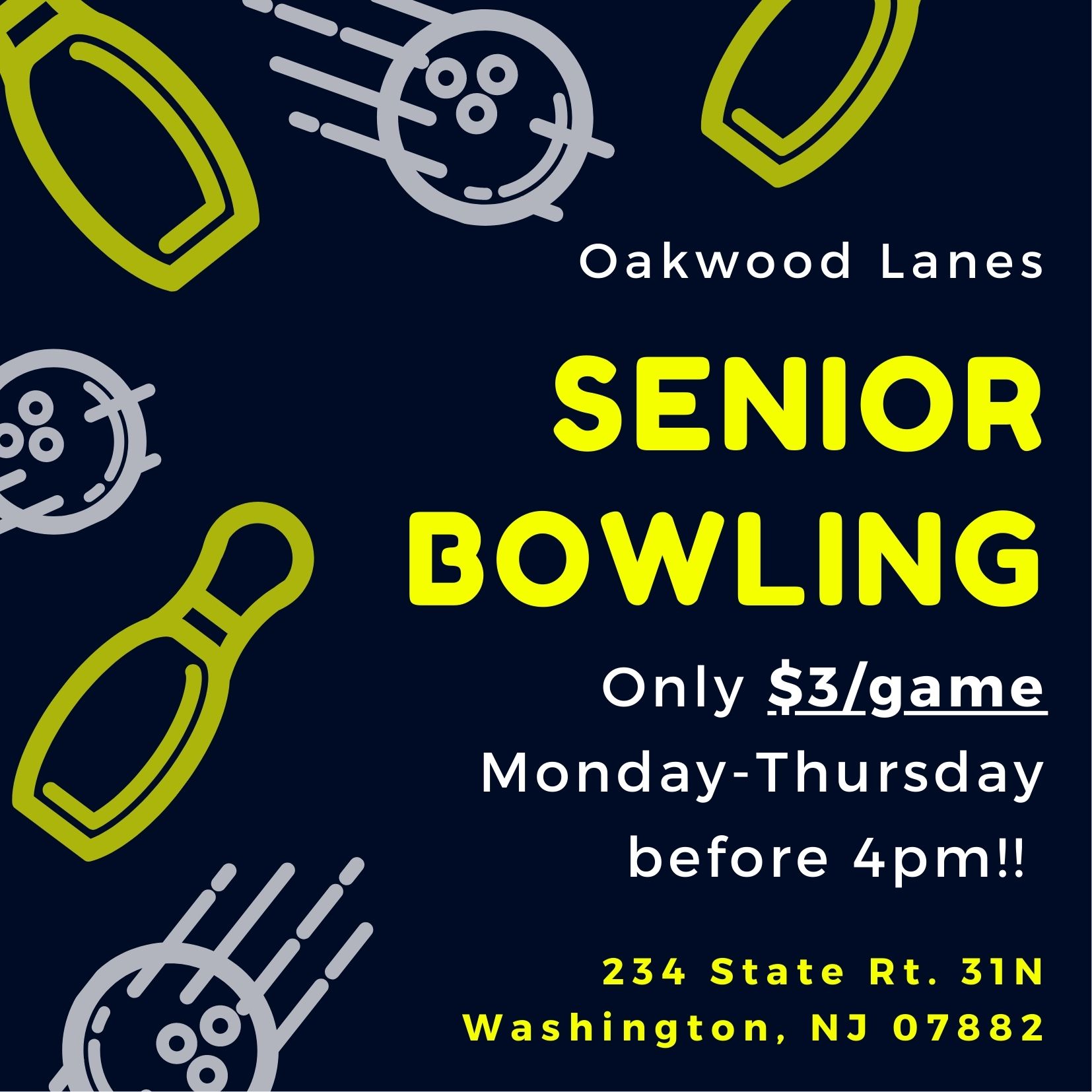 Specials | Oakwood Lanes | Washington, NJ 07882